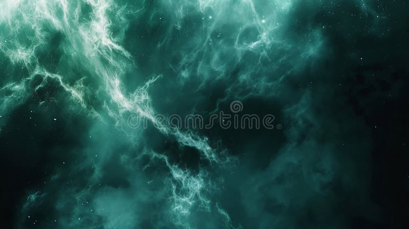 Teal Nebula Cloudscape: Cosmic Space Background with Star Clusters ...