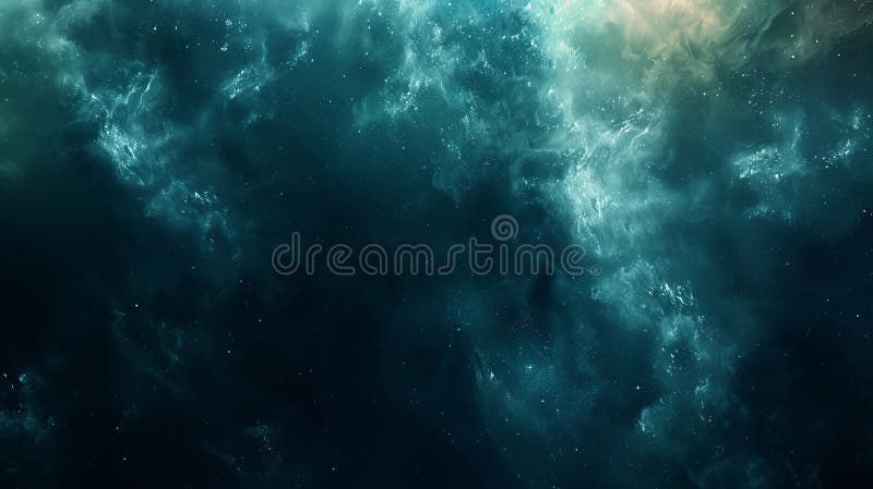 Teal Nebula Space Galaxy Background, Cosmic Cloudscape, Abstract ...
