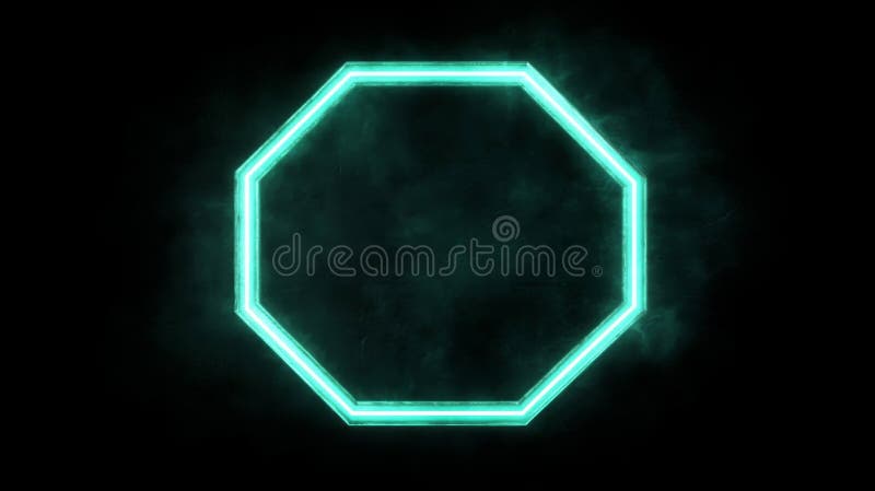 Teal Neon Octagon Frame on Dark Background Stock Illustration ...