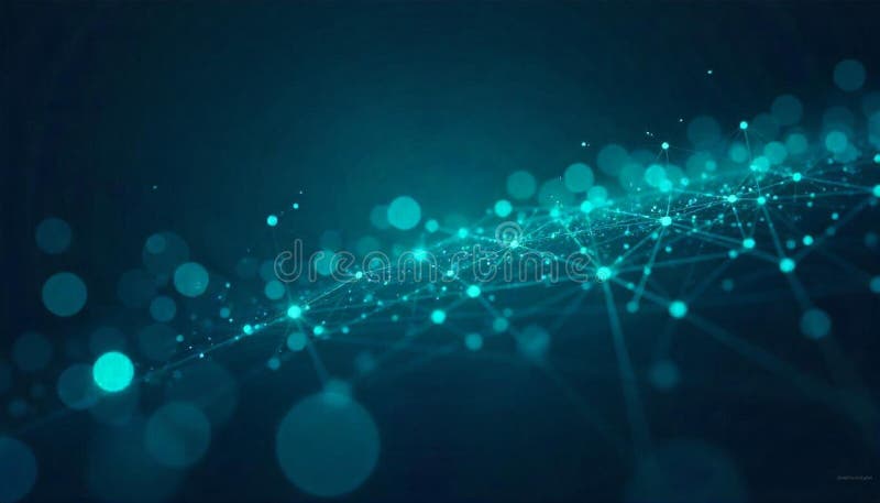 Abstract Network Connection of Dots and Lines in Teal Stock ...