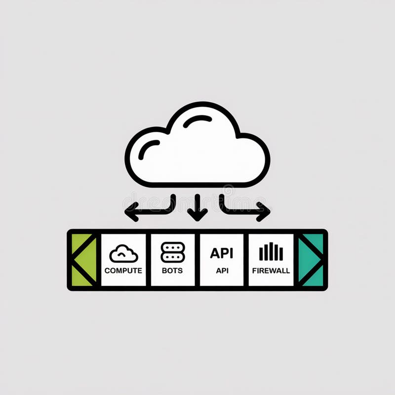 Teal Olive Green Cloud Computing Data Flow Diagram Illustration ...