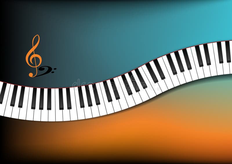 Teal and Orange Background Curved Piano Keyboard Stock Vector ...