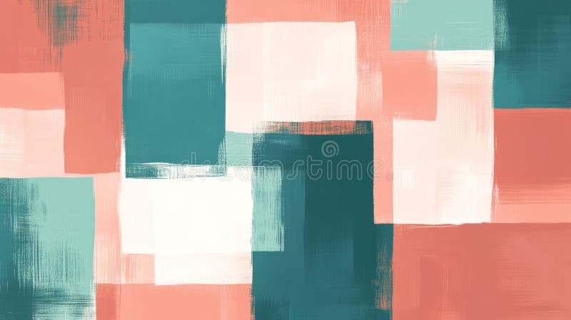 Teal, Orange, and Red Square Abstract Painting. Stock Photo - Image of ...