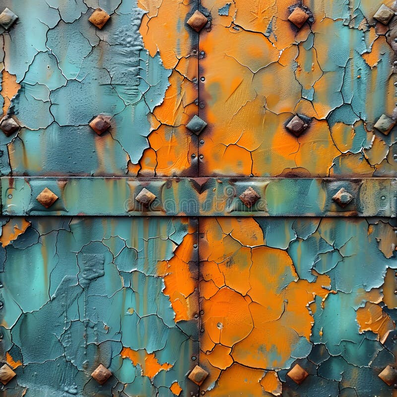 Teal-Orange Rusty Metal Texture: Detailed Grunge Patterns on Old ...