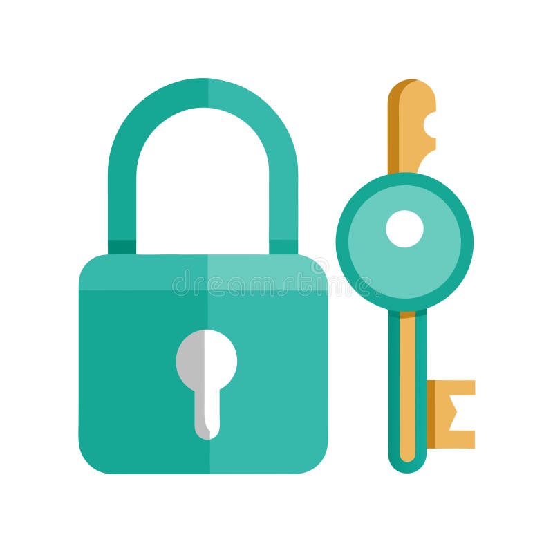 Teal Padlock and Key Illustration for Security, Safety, and Privacy ...