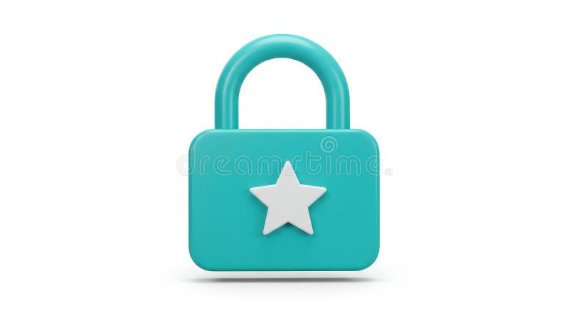 Teal Padlock with Star stock illustration. Illustration of logo - 382959623