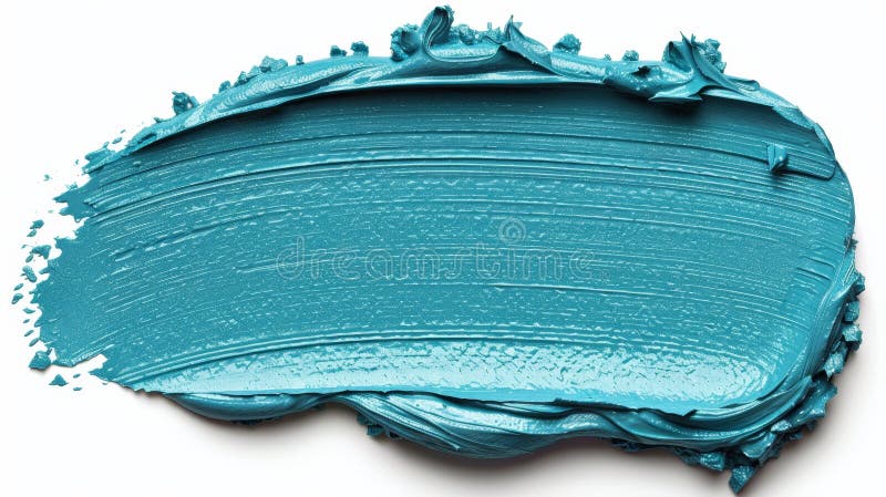 Teal Paint Stroke on White Background Abstract Acrylic Art Texture for ...