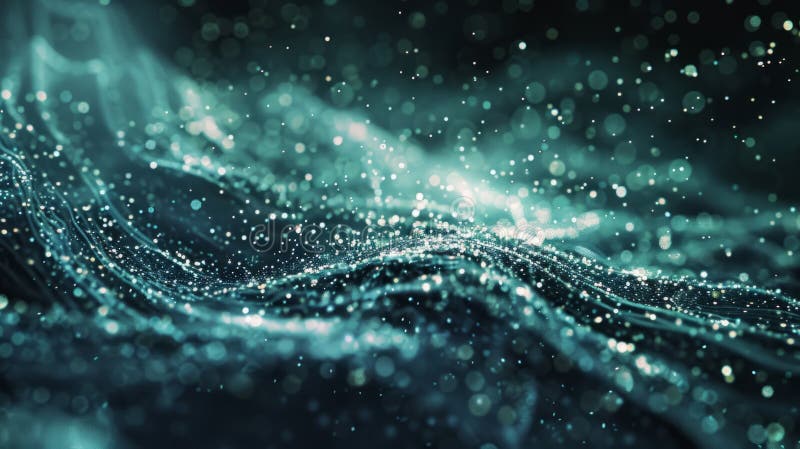 Teal Particle Wave Abstract Background, Festive Bokeh Lights ...