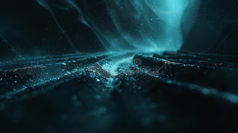 Teal Particle Wave Background, Abstract Technology Landscape, Cyberpunk ...