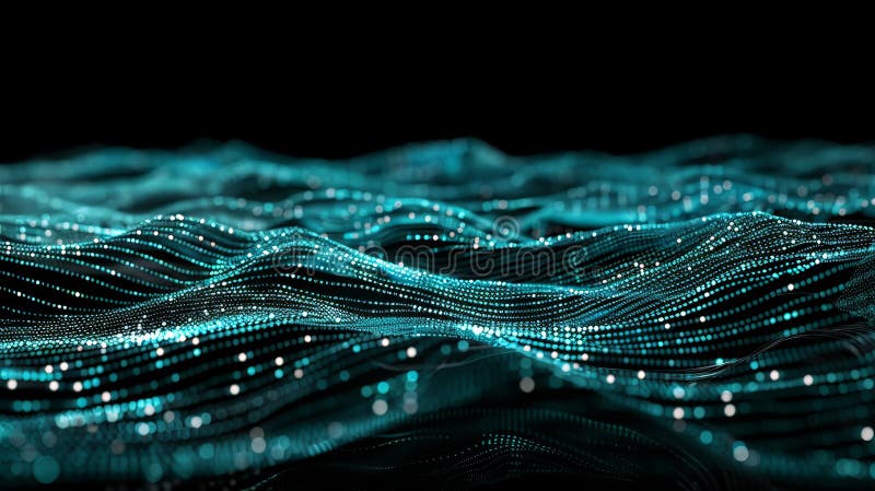Teal Particle Waveform Abstract Background, Data Stream Visualization, Digital Technology ...