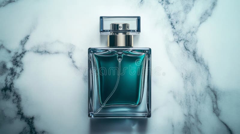Teal Perfume Bottle on Marble Surface Stock Illustration - Illustration ...
