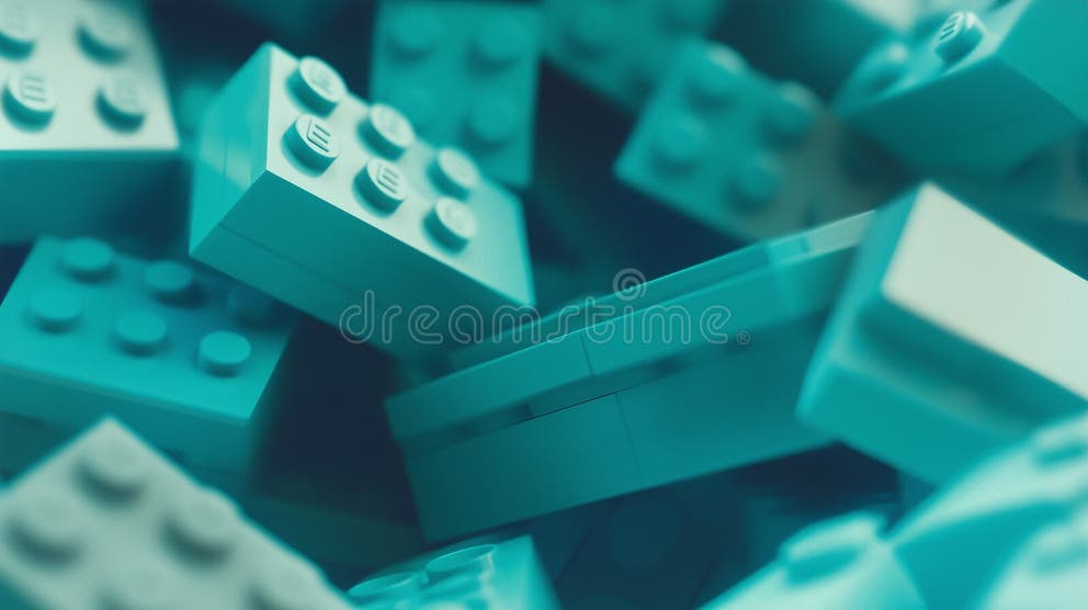 Teal Plastic Building Blocks Piled Together Stock Illustration ...