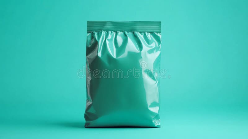 Teal Plastic Packaging Mockup on Aqua Background Stock Illustration ...