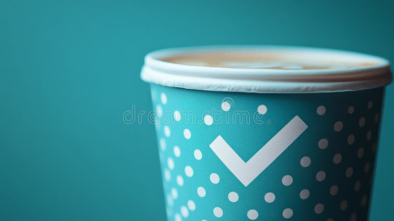 Teal Polka Dot Cup with Check Mark Design. Stock Image - Image of teal ...