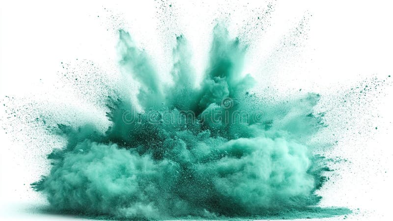 Teal Powder Explosion Isolated on White Background Stock Illustration ...