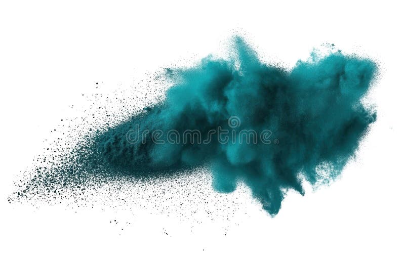 Teal Powder Explosion Isolated on White Stock Illustration ...
