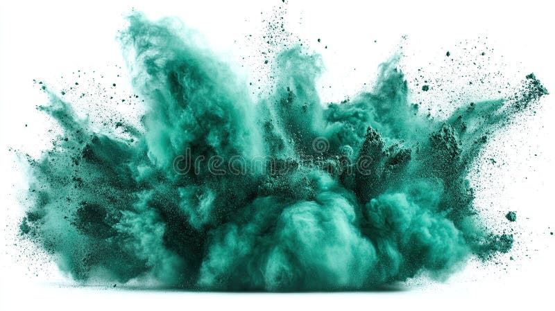 Teal Powder Explosion on White Background Stock Illustration ...