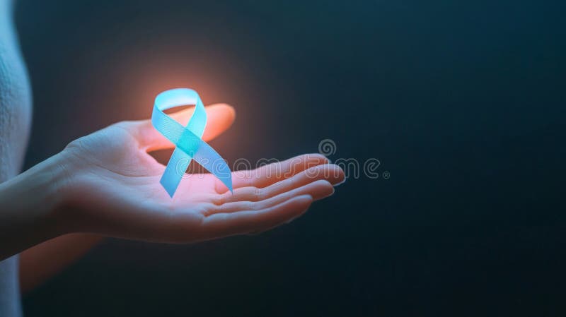 A Teal Ribbon of Hope Rests Gently in a Hand Stock Illustration ...