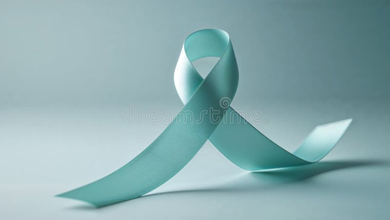 Teal Ribbon Light Blue Background Symbol Awareness Support Stock Photos ...