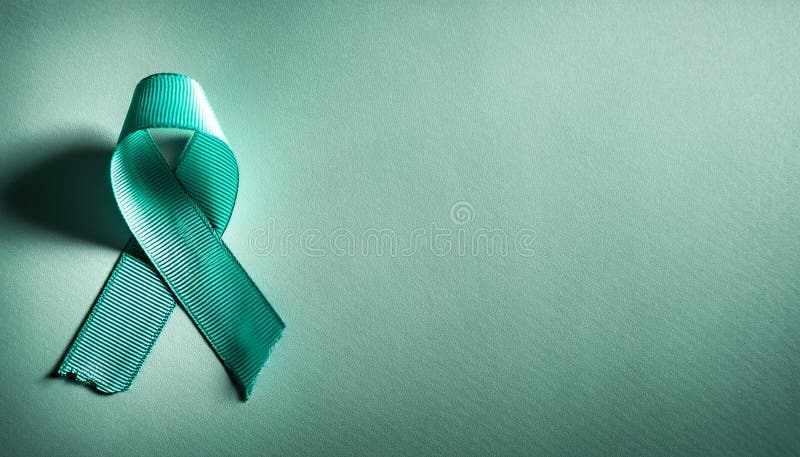 Teal Ribbon To Support Cervical Awareness Stock Photo - Image of ...