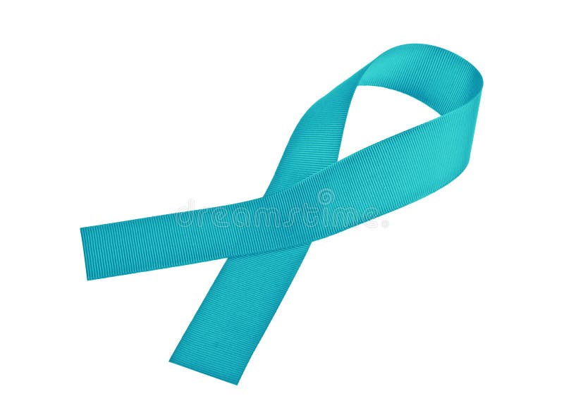 Teal Ribbon on a White Background Stock Photo - Image of illness ...