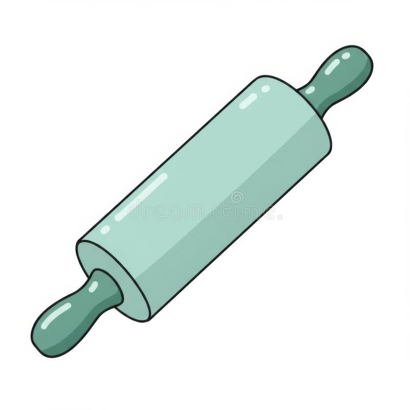 Teal Rolling Pin Illustration on White Background Stock Illustration ...