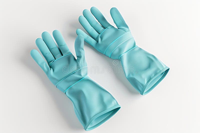 Teal Rubber Gloves on White Background. Ideal for Cleaning or ...