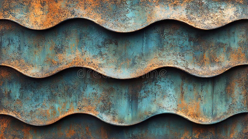 Teal and Rust Wavy Metal Texture Background Stock Illustration ...