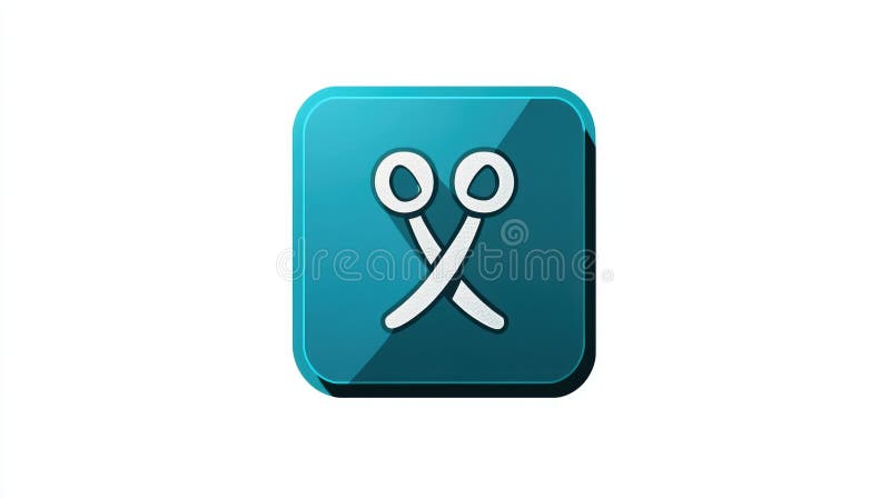 Teal Scissors App Icon stock illustration. Illustration of button ...
