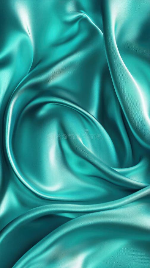 Teal Silk Fabric Drapes and Flows Elegantly, Showing Luxurious Texture ...