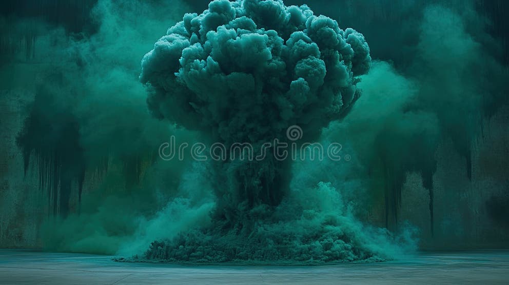 Teal Smoke Bomb Explosion, Studio Backdrop, Dramatic Effect, Visual ...