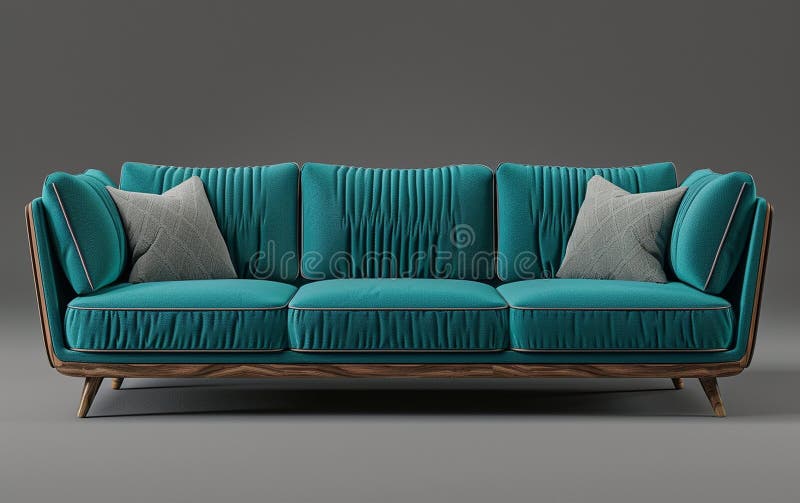 Teal Sofa Visual for Digital Use -Generative Ai Stock Illustration ...