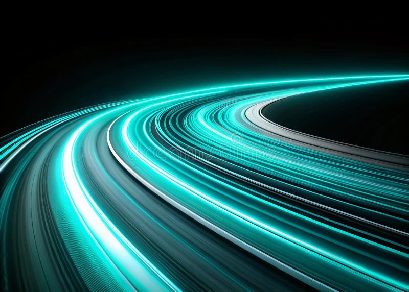 Teal Speed of Light Abstract Architectural Design a Panoramic Motion ...