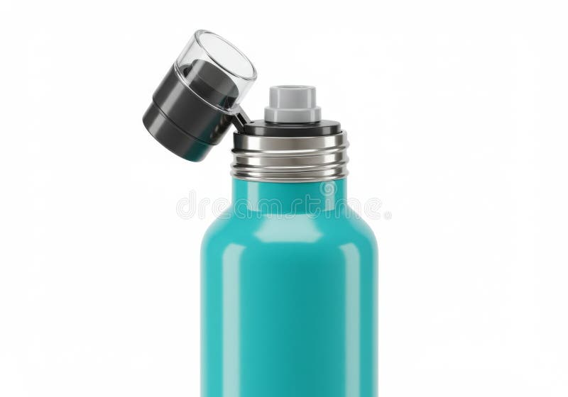 Teal Stainless Steel Water Bottle with Open Cap Stock Illustration ...