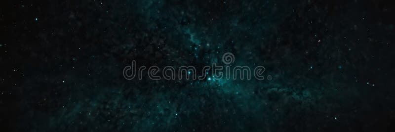 Teal Stars on Black Empty Space Universe Void Panoramic Wide Angle Ai ...
