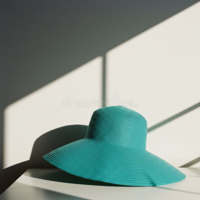 Teal Straw Sun Hat on White Background Stock Illustration ...