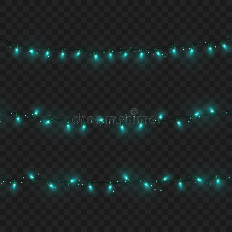 Teal String Lights on Dark Background, Creating a Cool Ambiance. Vector ...