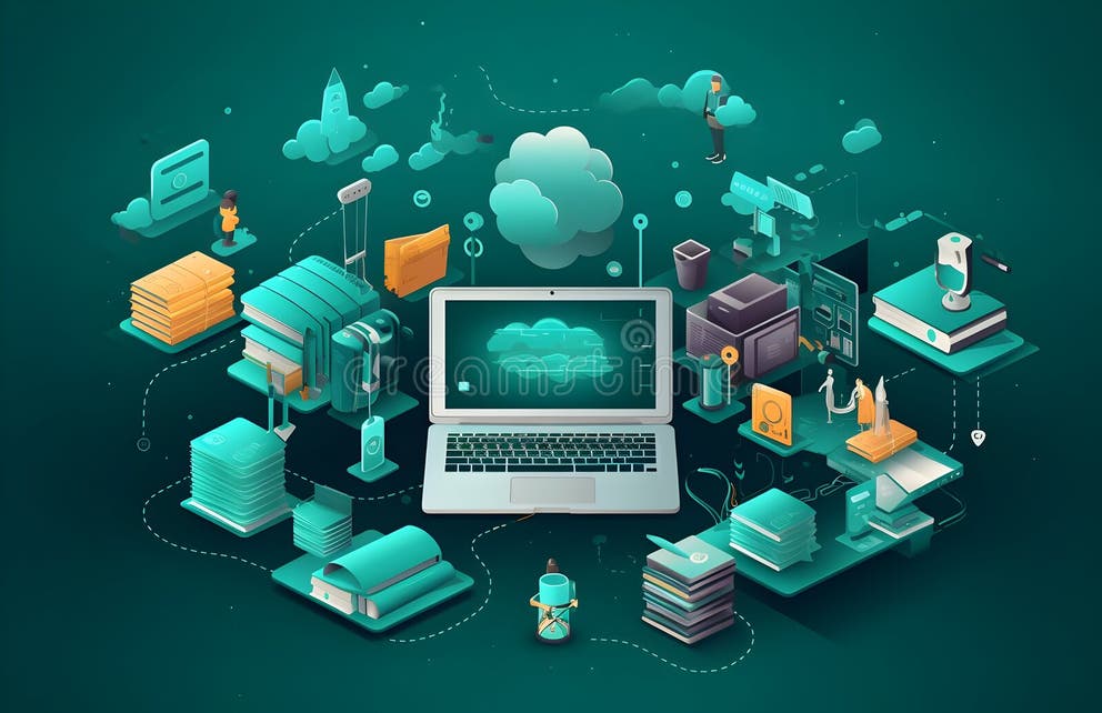 Teal Tech Shift Evolving Content Management Systems Stock Illustration ...