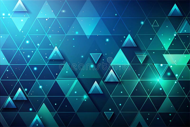 Teal To Midnight Blue Gradient with Floating Triangles – Futuristic ...