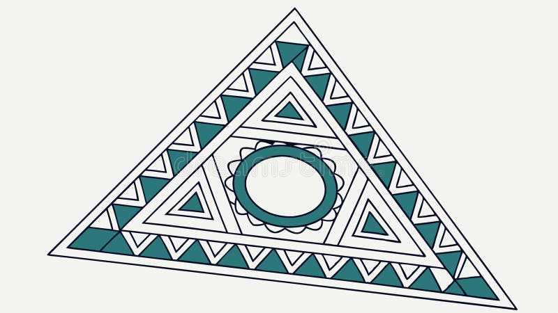 Teal Tribal Triangle Design with Intricate Geometric Patterns. Aztec ...