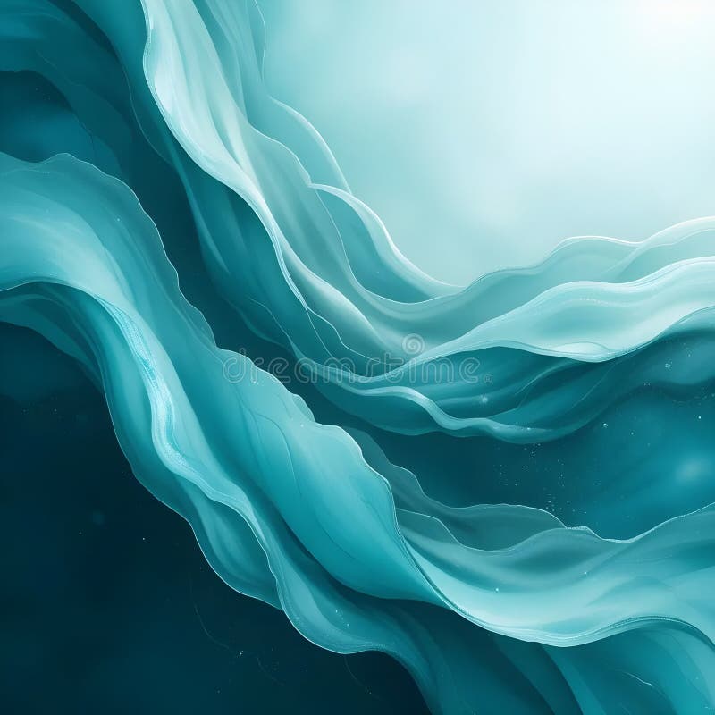 "Teal and Turquoise Flowing Abstract Waves with Ocean-Inspired Depth ...