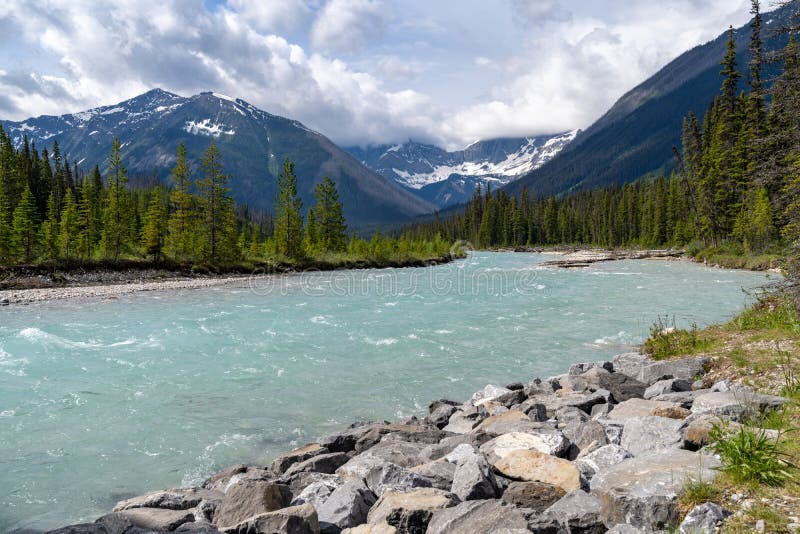 Teal Turquoise Kootenay River in British Columbia Canada Stock Photo ...
