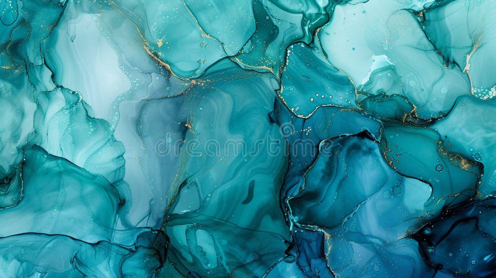 Teal Turquoise Marbled Alcohol Ink Drawing Effect. Generative Ai Stock ...