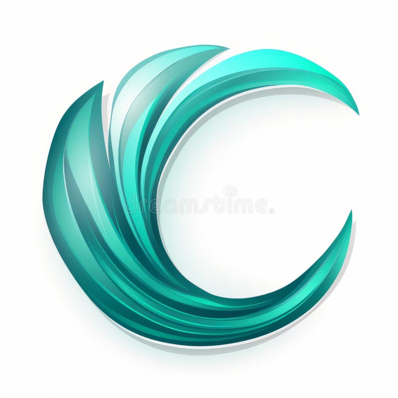 Teal Vector Letter C: Innovative Design with Emerald and Cyan Curves Stock Image - Image of ...