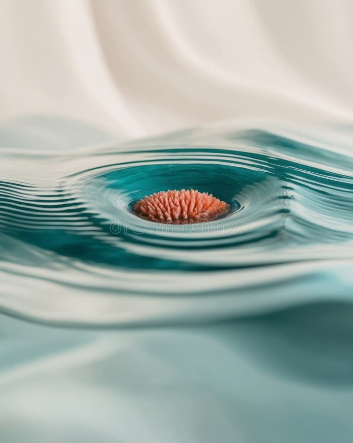 Teal Water Ripple with Coral Center Abstract Stock Image - Image of ...