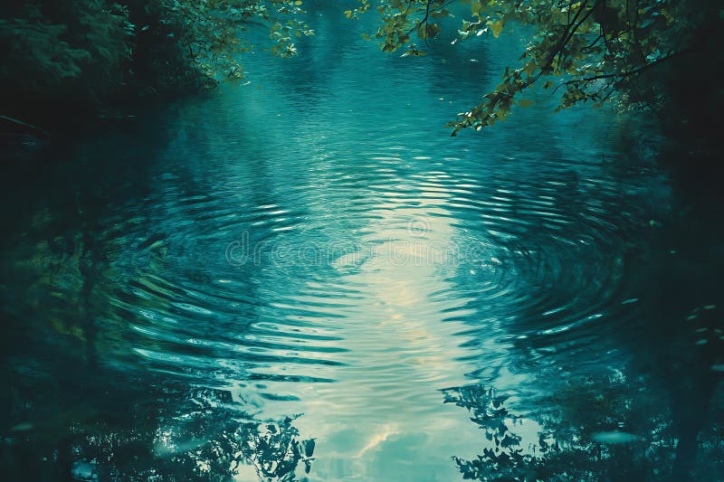 Teal Water Ripples, Tranquil Lake Scene Stock Illustration ...