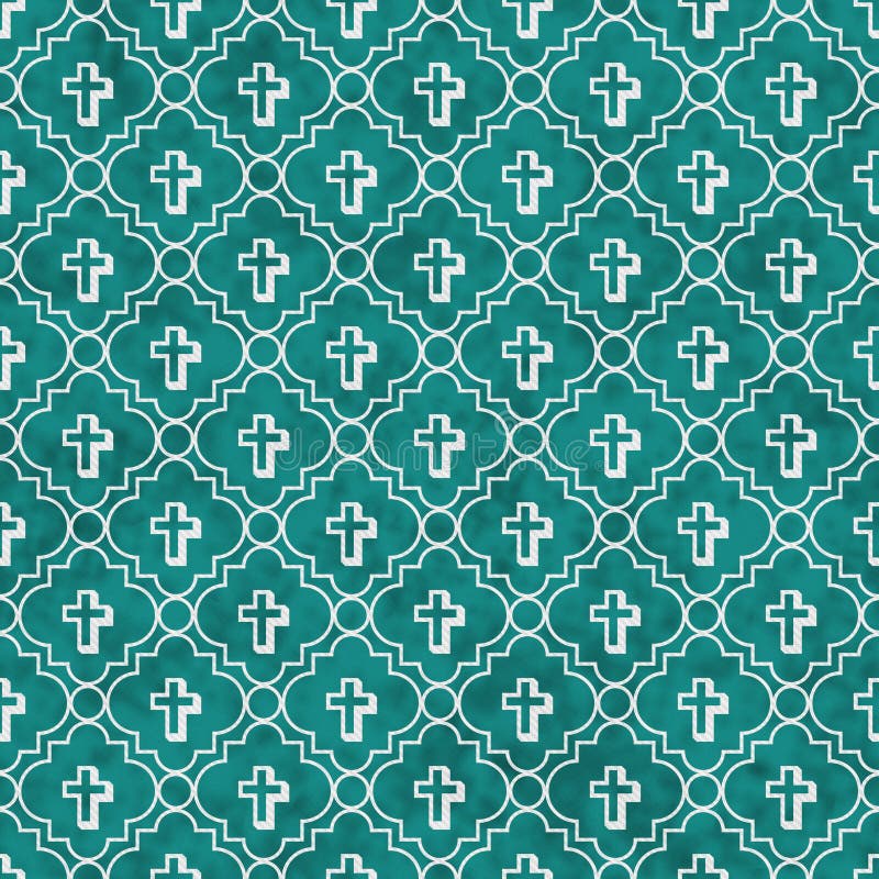 Teal and White Cross Symbol Tile Pattern Repeat Background Stock ...