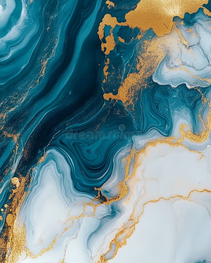 Teal, White, and Gold Marble Texture with Elegant Abstract Patterns ...