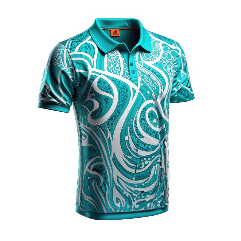 Teal and White Polo Shirt with Abstract Design. Stock Illustration ...