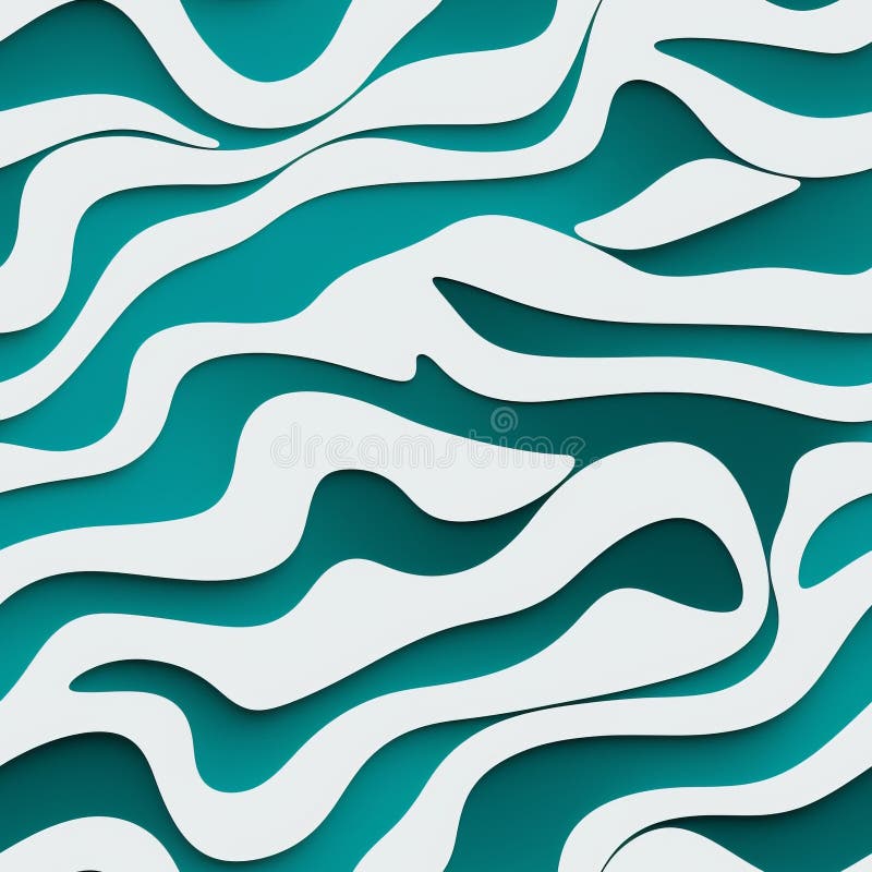 Teal and White Wavy Pattern: a Modern Minimal Endless Design Stock ...